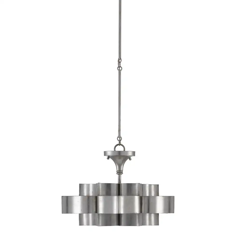 Lotus Crest 3-Tier Pendant Light – Custom Satin Silver Nickel Fixture ...