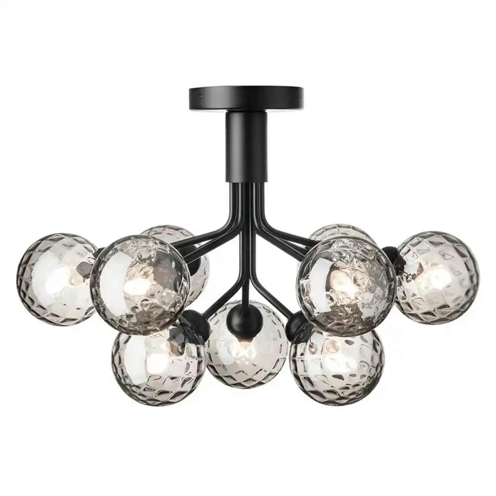 Orbistella Semi-Flush Pendant 9-Light – Custom Matte Black Iron Fixture ...