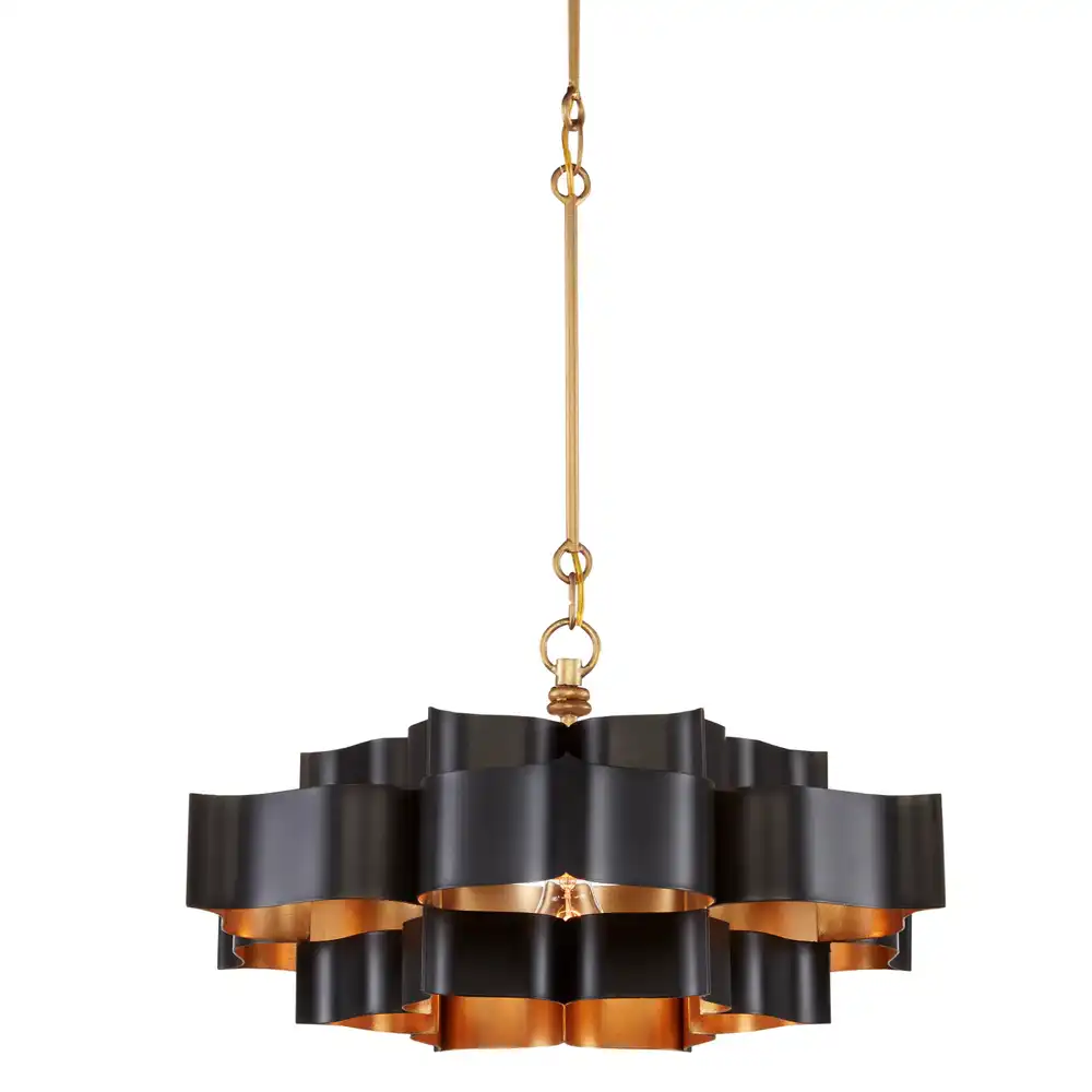 Lotus Eclipse 3-Tier Pendant Light – Custom Satin Gold & Matte Black ...