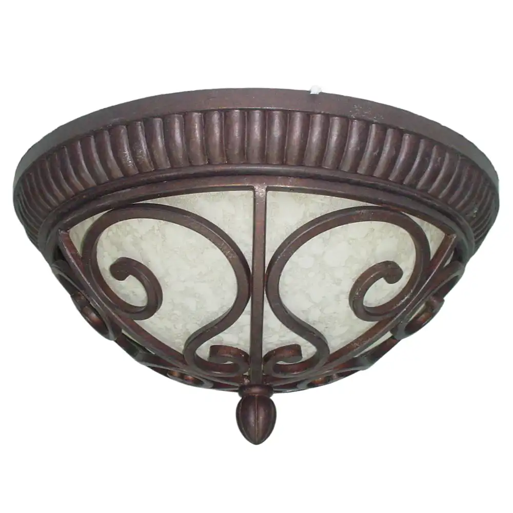 Bronze Arcwood – 2-Light Flush Mount with Amber Scavo Glass - Smile ...