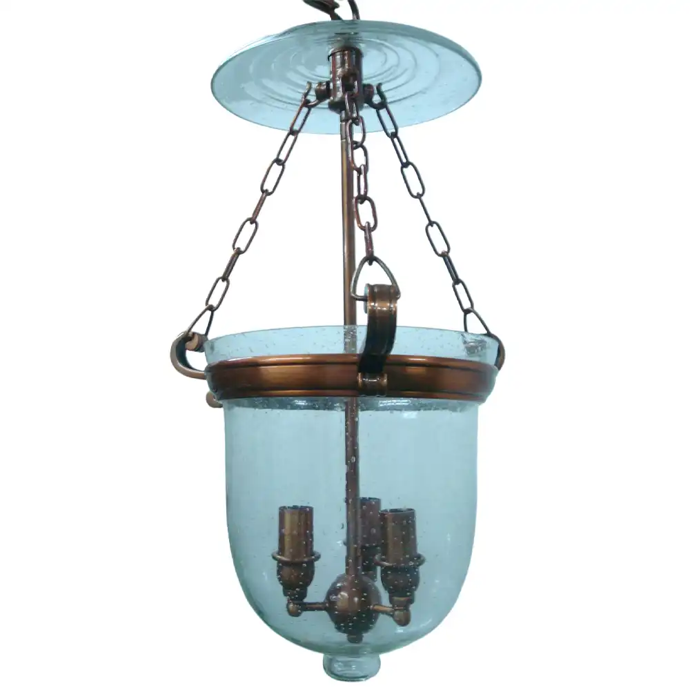 Luminara Copper-Plate 3-Light Pendant – Clear Bubbled Glass - Smile ...