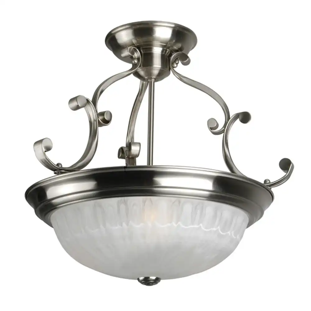 Lunaris Satin – 3-Light Semi-Flush Ceiling Fixture with Frosted Glass ...