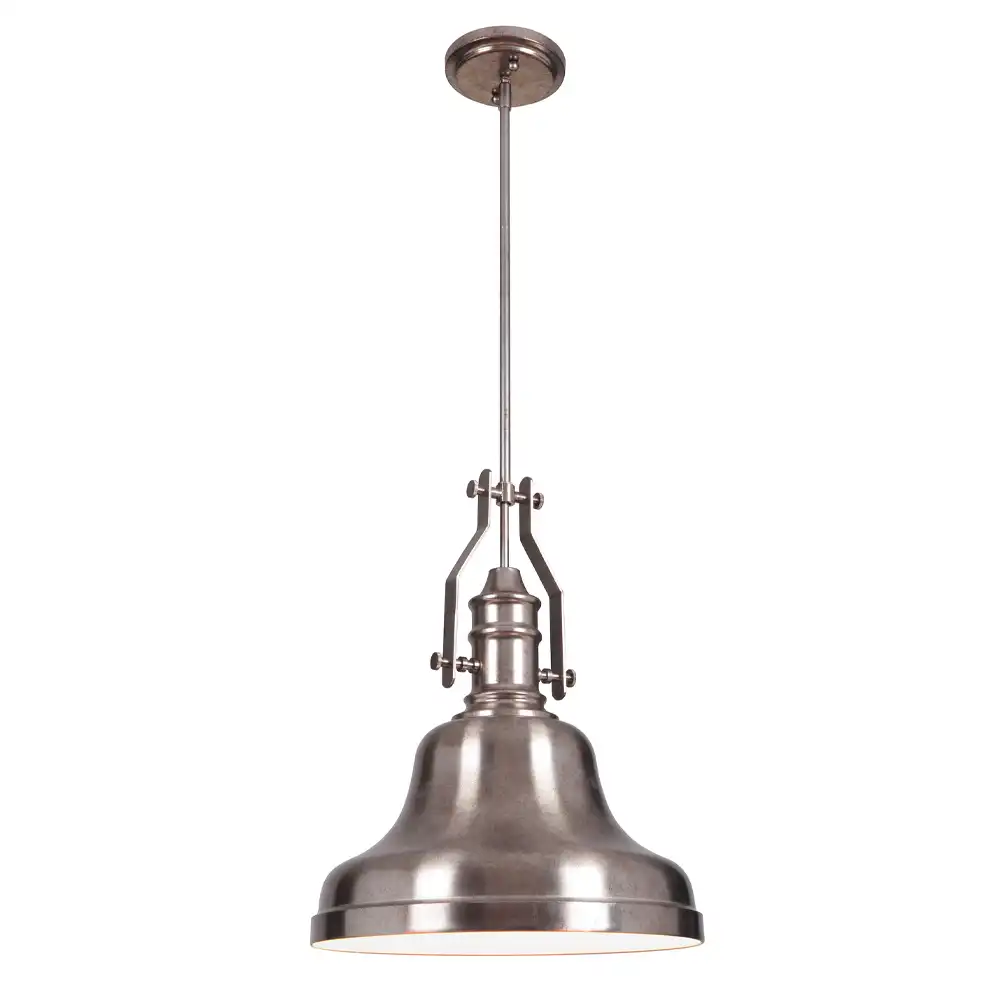 The Coastal Farmhouse 1-Light Flared Pendant – Distressed Nickel ...